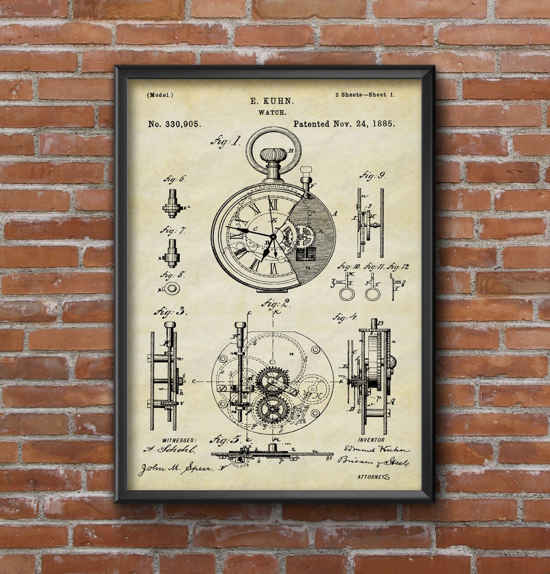 Watch Patent Print, Vintage Watch Poster, Home & Office Wall Print ...