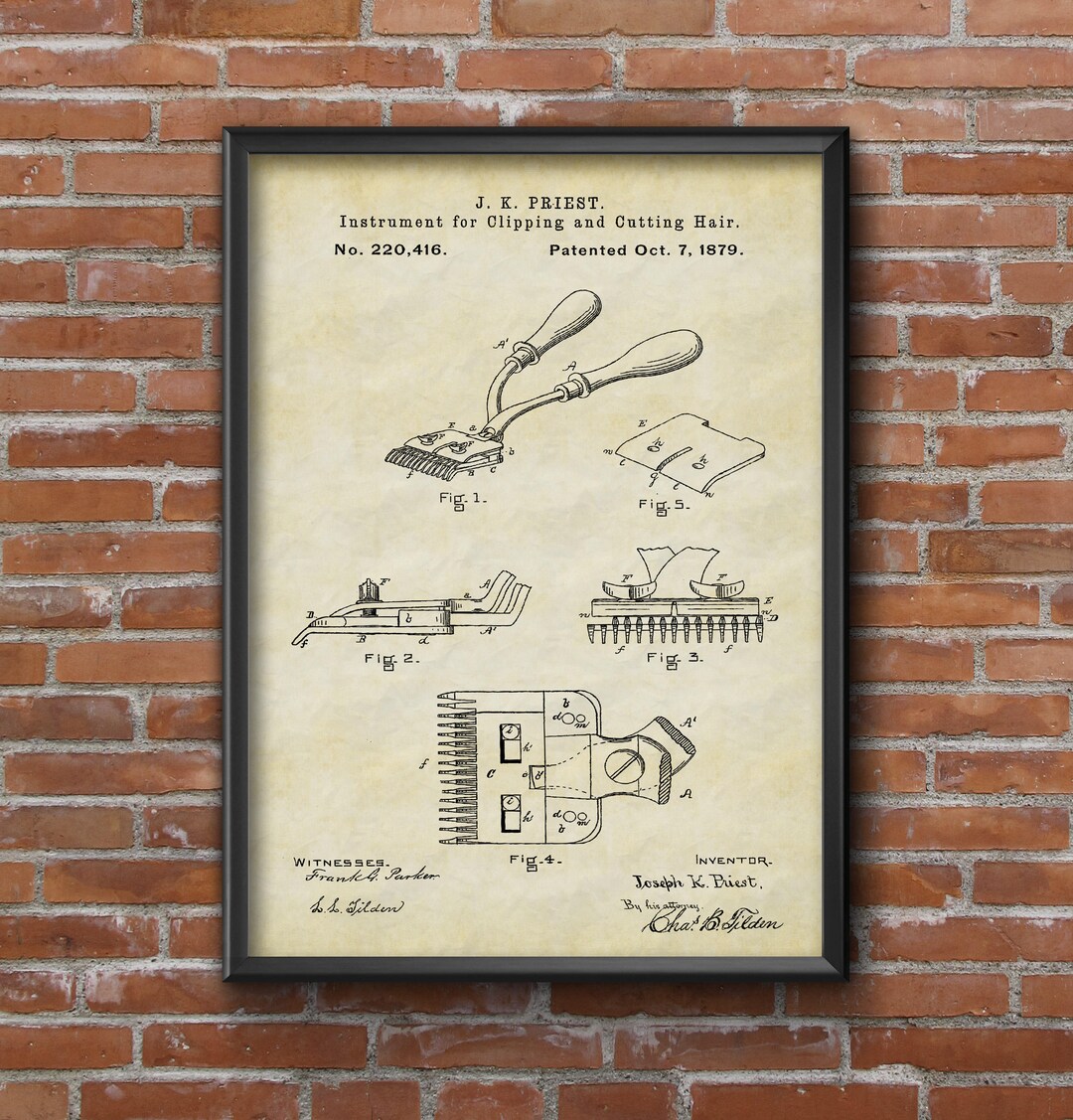 Hair Clipper Patent Print, Barber Shop Decor, 1879 Wall Art - Etsy