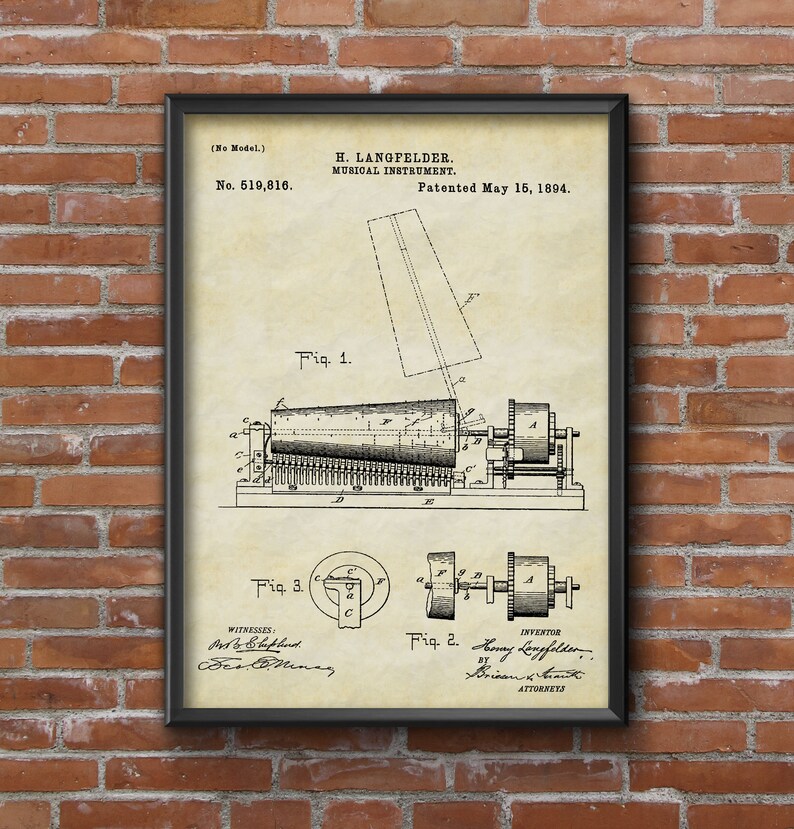 Patent Print Music Box Poster Set of 3 Vintage Music Box - Etsy