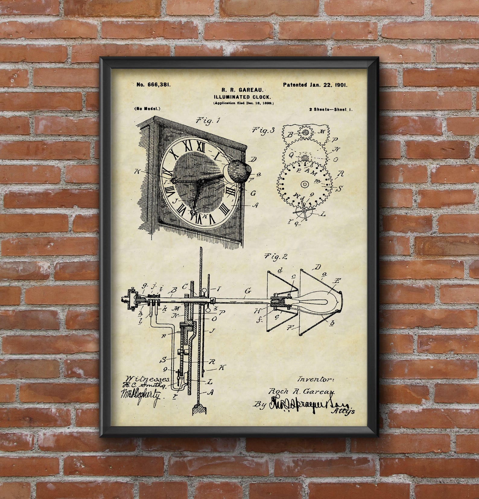 Illuminated Clock Patent Print Vintage Clock Patent Wall Art - Etsy