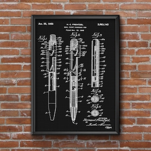 Ballpoint Fountain Pen Patent Print, Blueprint Wall Art - Etsy