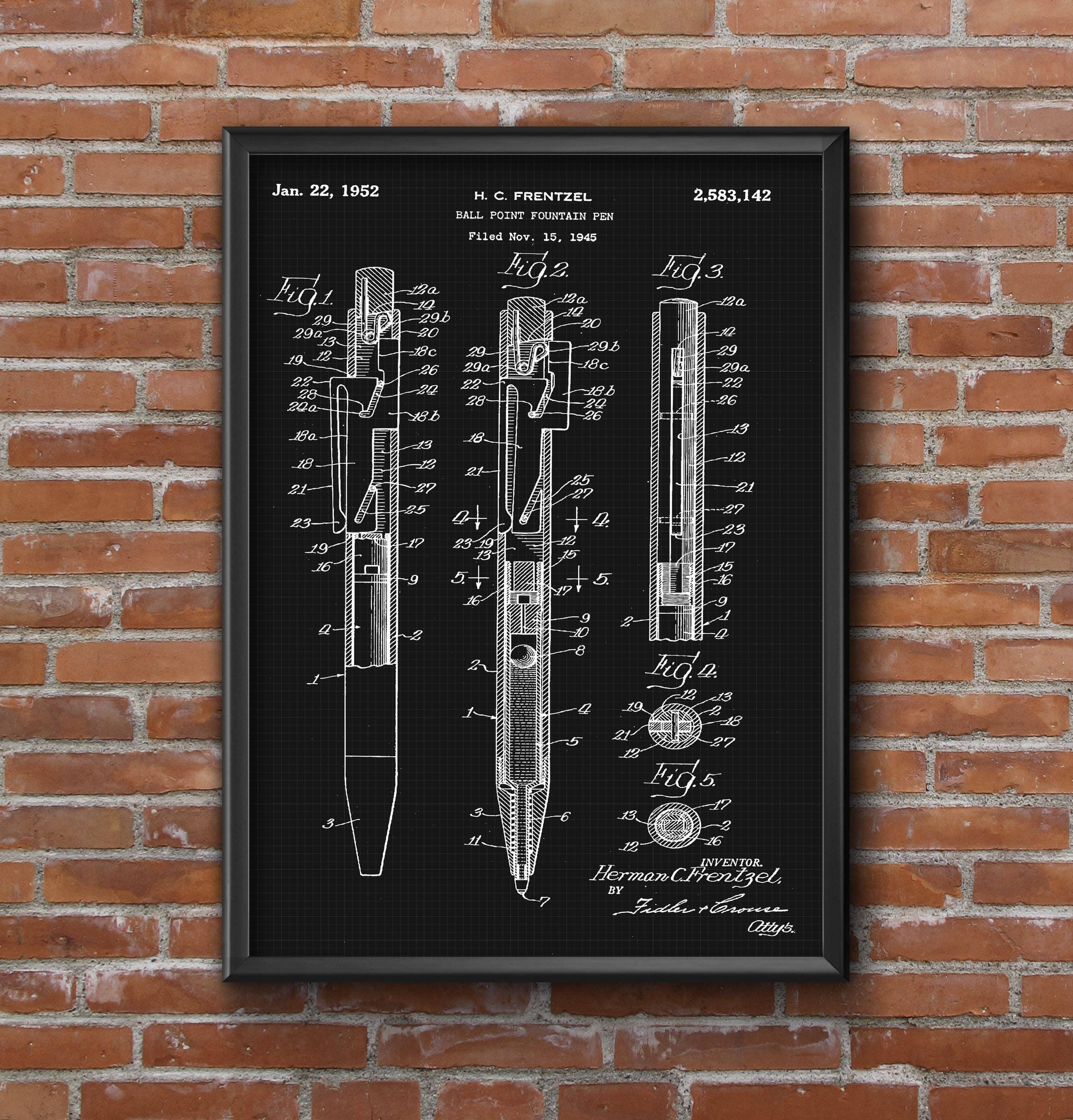 Ball Point Fountain Pen Patent Print Patent Poster Ball Pen - Etsy