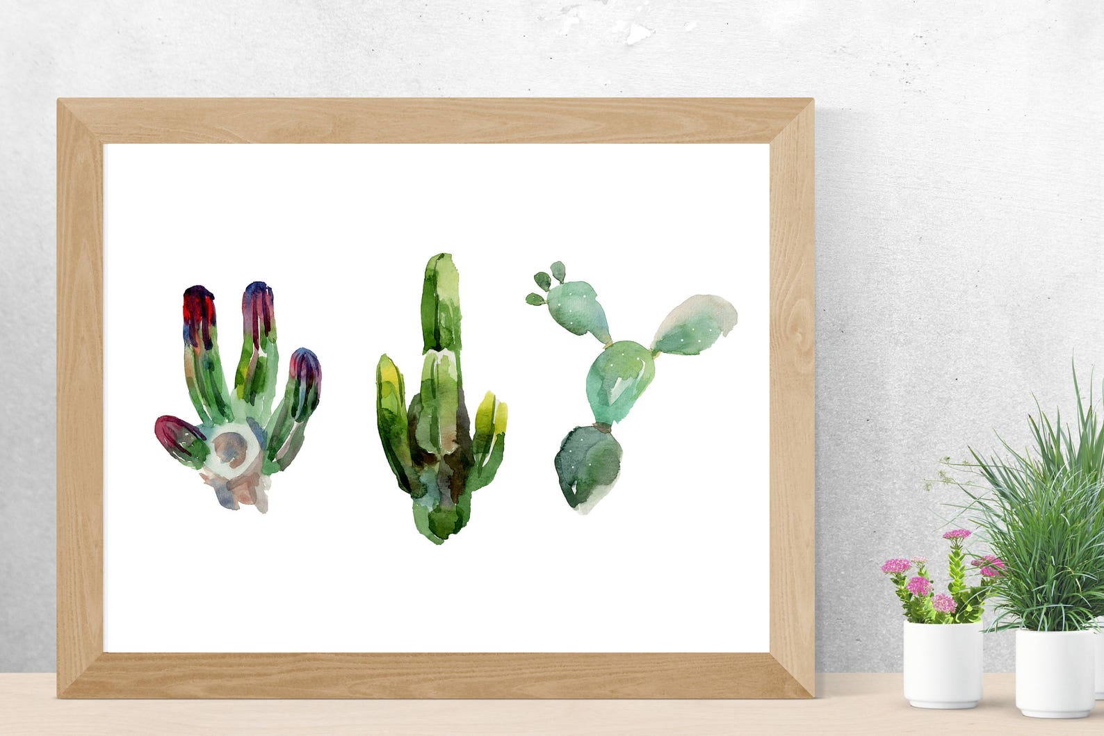 Cacti Print Watercolor Original Cactus Poster Botanical | Etsy