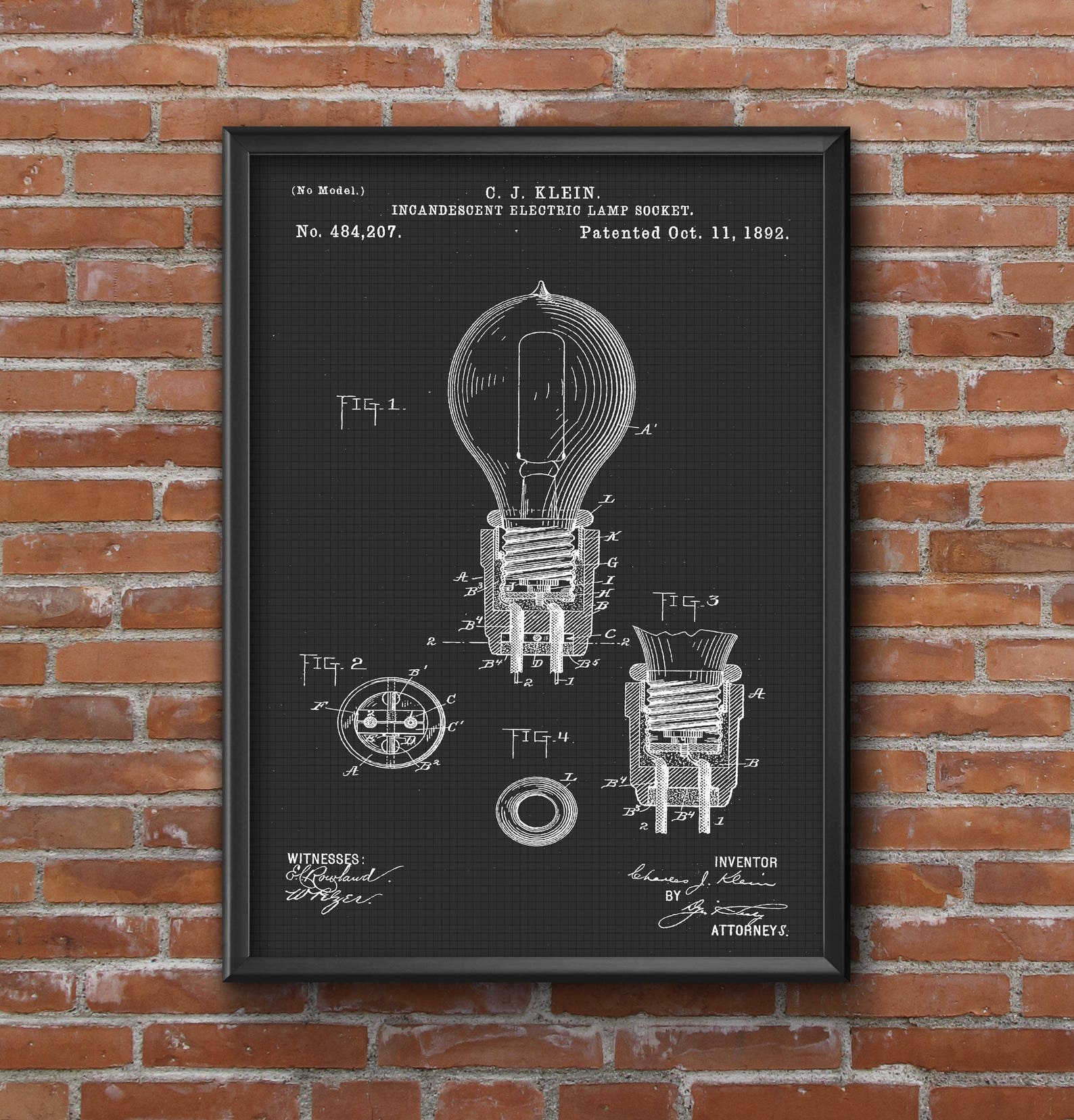 Incandescent Electric Lamp Patent Print, Patent Poster, Vintage Lamp ...