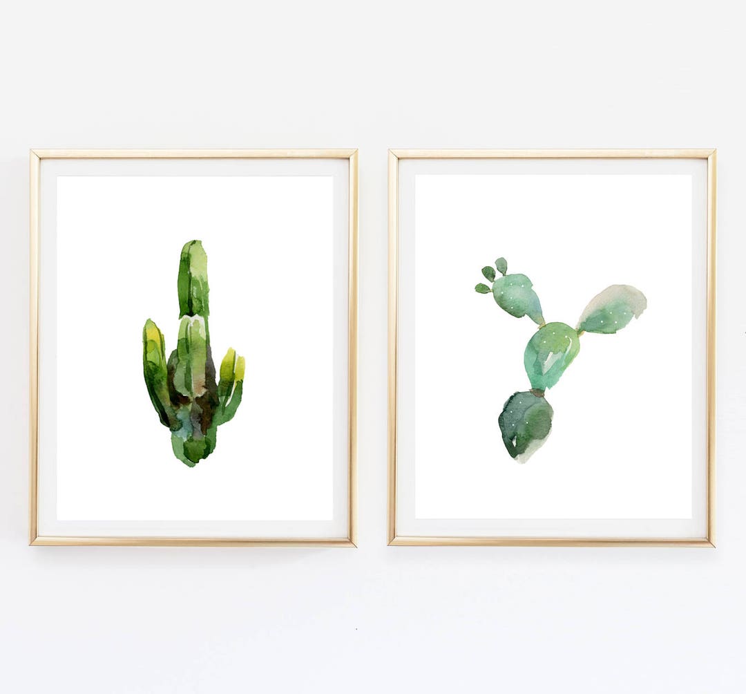 Cactus - Set of 2 Watercolor Cacti Plants, Botanical Posters ...