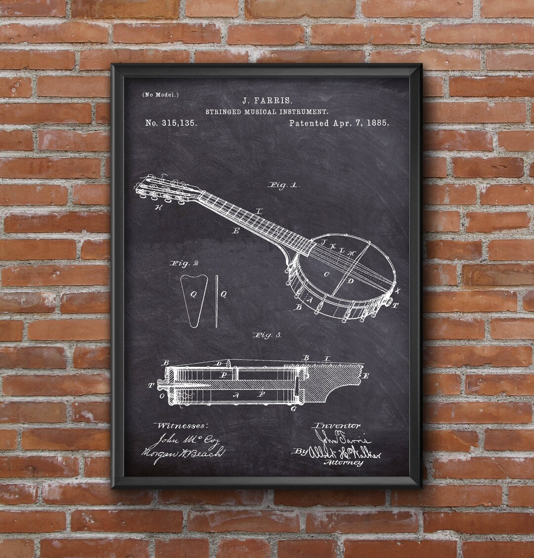 Stringed Musical Instrument Patent Print, Patent Poster, Music ...