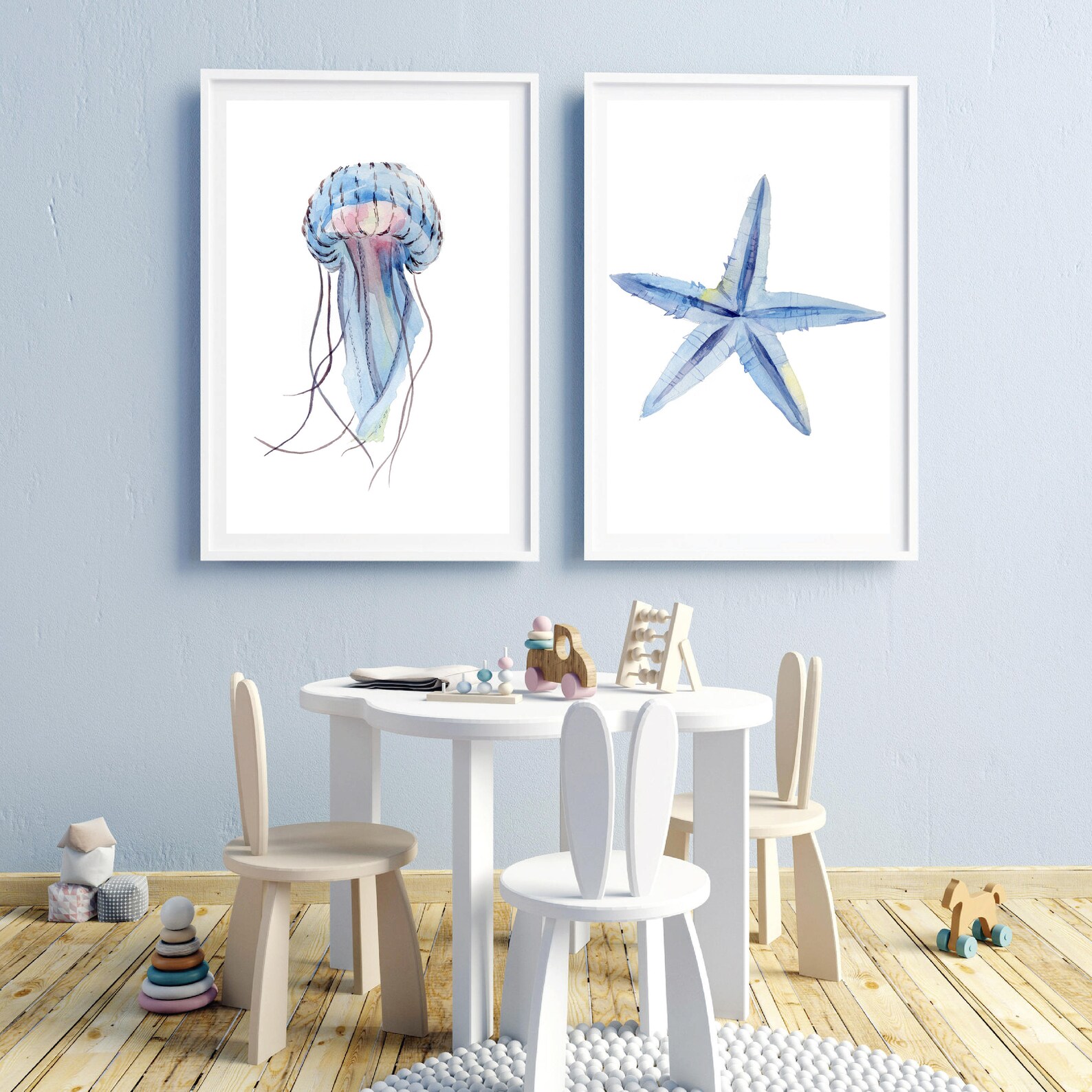 Nursery Watercolor Art Set of 2 Watercolor Illustrations - Etsy