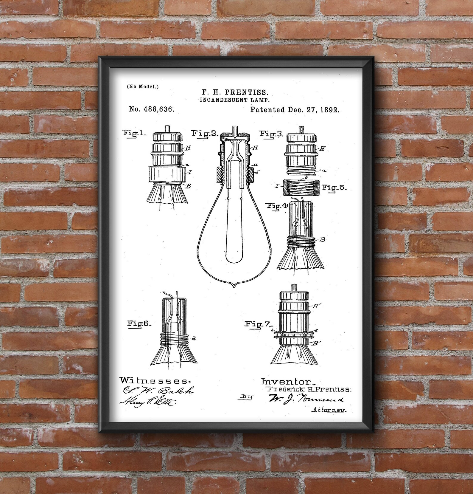 Incandescent Lamp Patent Art Patent Poster Lamp Patent - Etsy