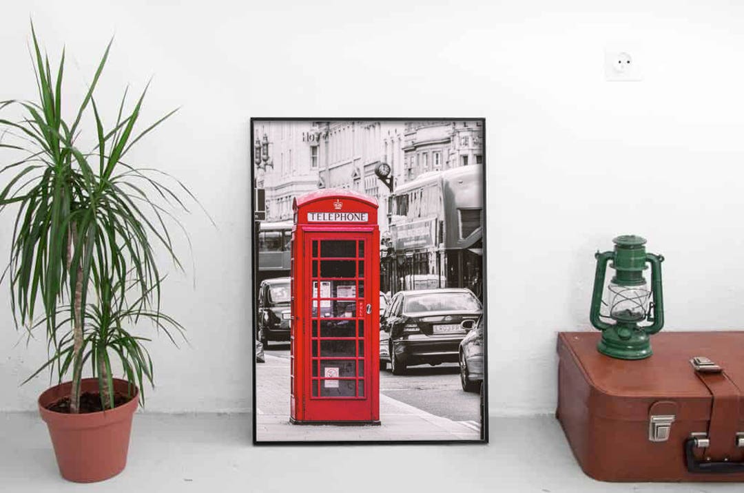 Telephone Box Print, Red Illustration, England Art Decor, Urban Poster ...