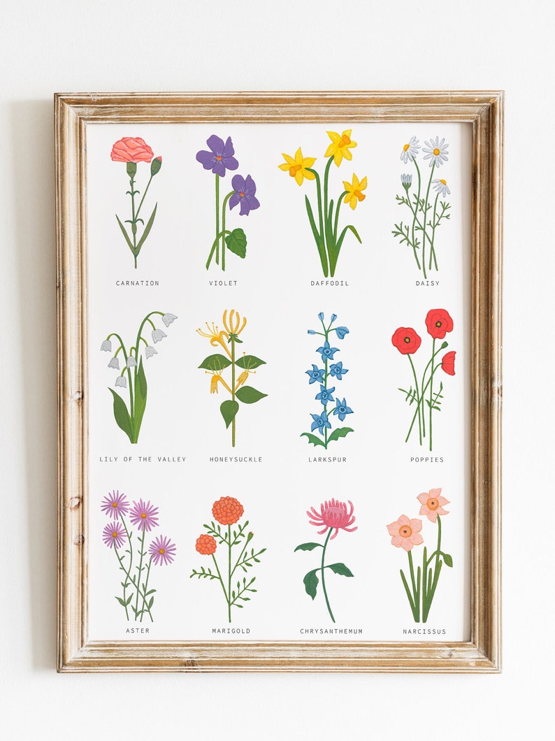 Birth Month Flowers Print Kitchen Decor Home Decor Wild - Etsy
