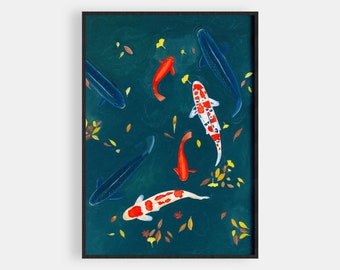 Koi Fish / 8x8 Art Print of Original Ink Drawing / Animal Art - Etsy