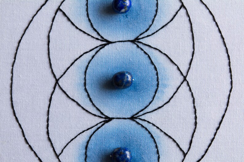 Lapis Lazuli Piscis Eye Trinity acuarela cristal bordado a - Etsy España