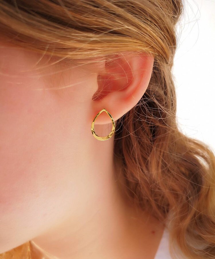 Gold Teardrop Earrings 22ct Yellow Gold Filled on Sterling | Etsy