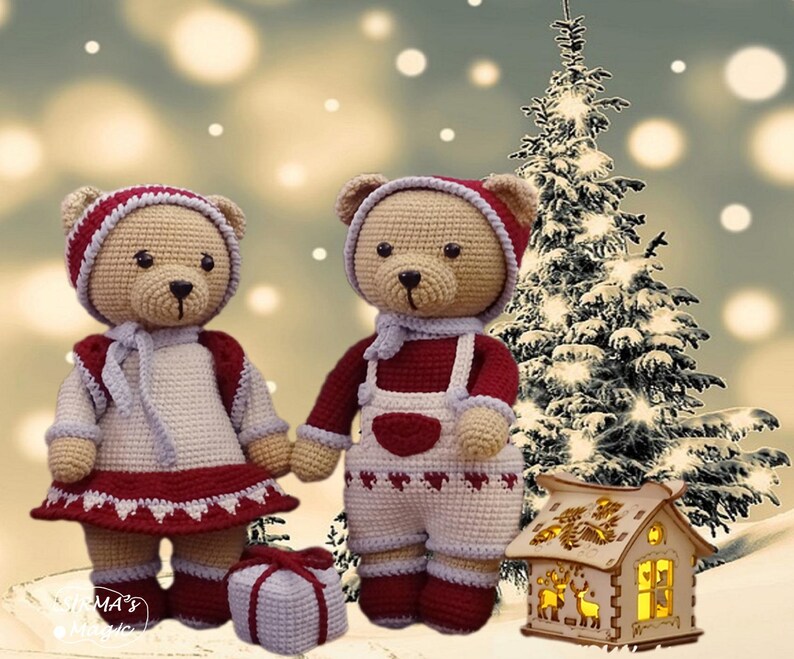 Christmas Teddy Bears Crochet Pattern: Amigurumi Toy Tutorial (english ...