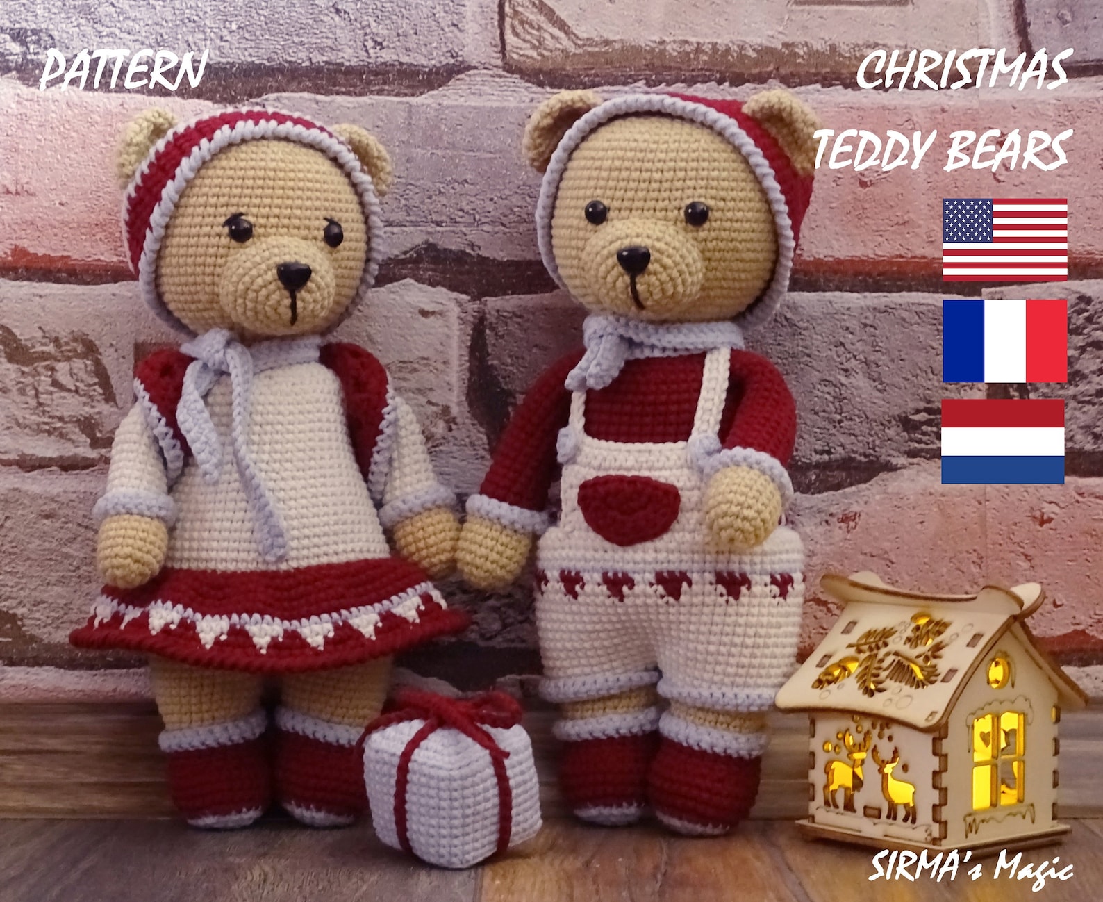 Christmas Teddy Bears Crochet Pattern Amigurumi Toy Teddy - Etsy