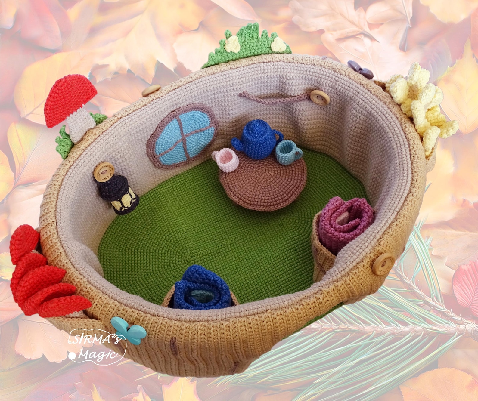 Amigurumi Dollhouse Den in a Stump Crochet Pattern: Tutorial Forest ...