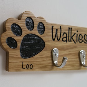 Personalised Paw Print Shape Solid Oak Dog Lead Hook - Etsy