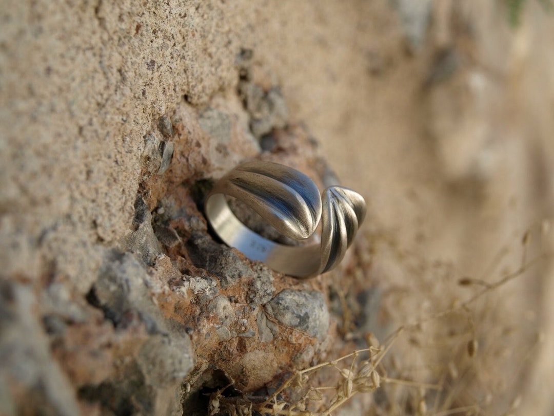 Sterling Silver Bold Ring, Minimalist Silver Ring, Geometric Ring, Statement Adjustable Ring ...