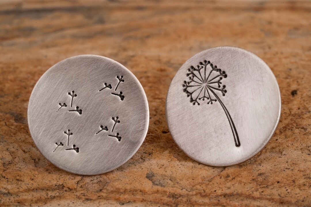 Sterling Silver Hand Stamped Dandelions, Gift for Her, Dandelion ...