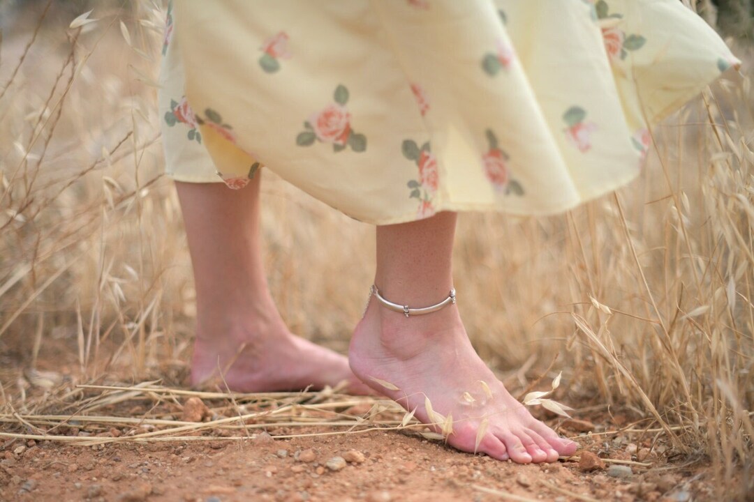 Minimalist Bold Anklet, Silver Wide Anklet, Adjustable Anklet ...