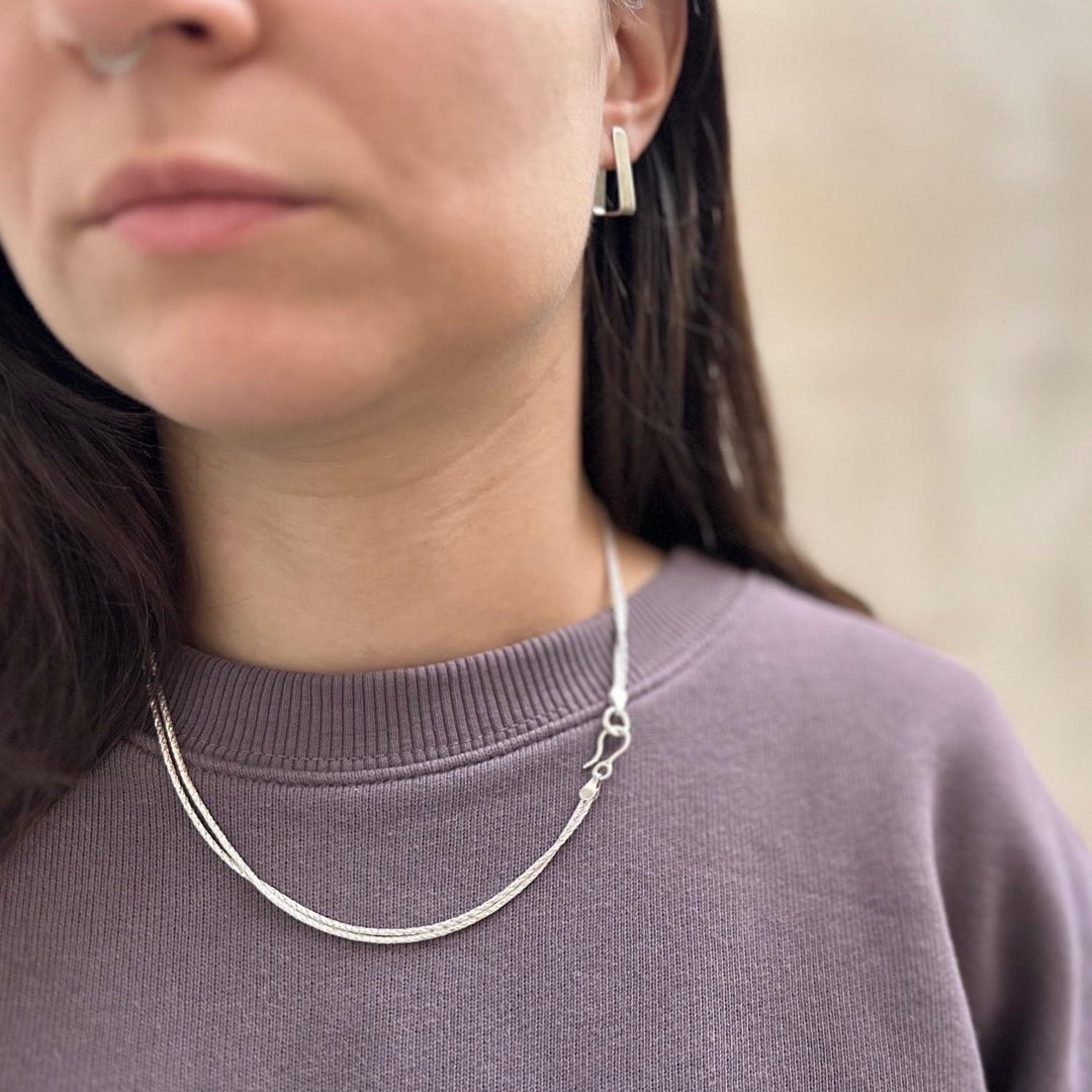 Double Snake Chain Necklace, Minimalist Necklace, Chain Necklace ...