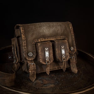 Post-apocalyptic Shoulder Bag - Leather Messenger Bag - Canvas ...