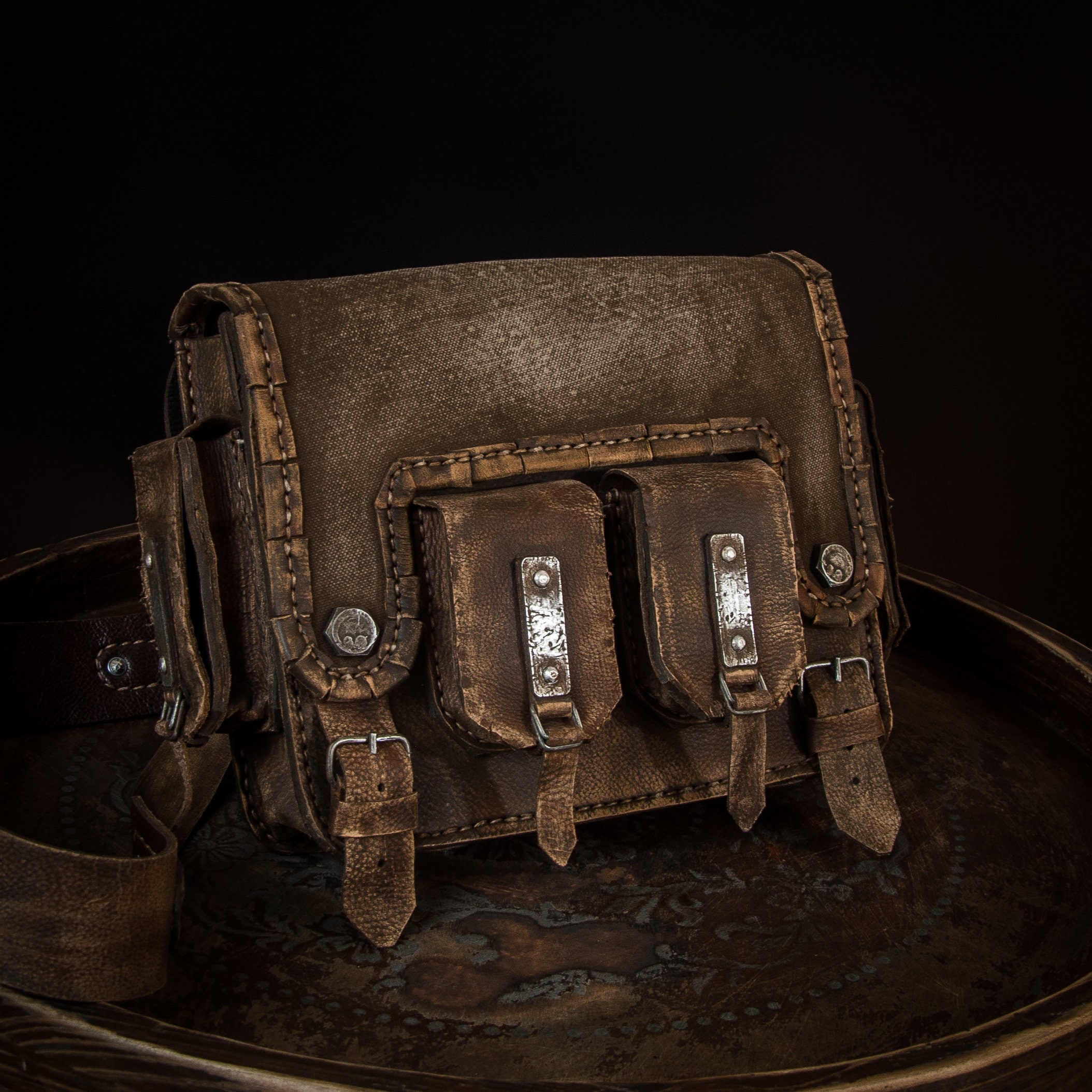 Post-apocalyptic Leather Messenger Bag – Hand-sewn Canvas Fallout Bag ...