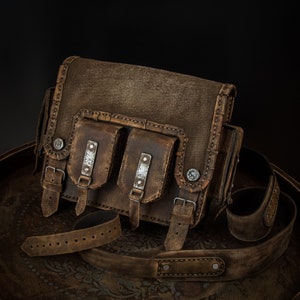 Post-apocalyptic Shoulder Bag - Leather Messenger Bag - Canvas ...