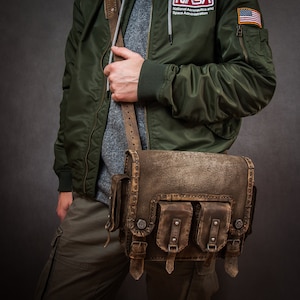 Post-apocalyptic Shoulder Bag - Leather Messenger Bag - Canvas ...