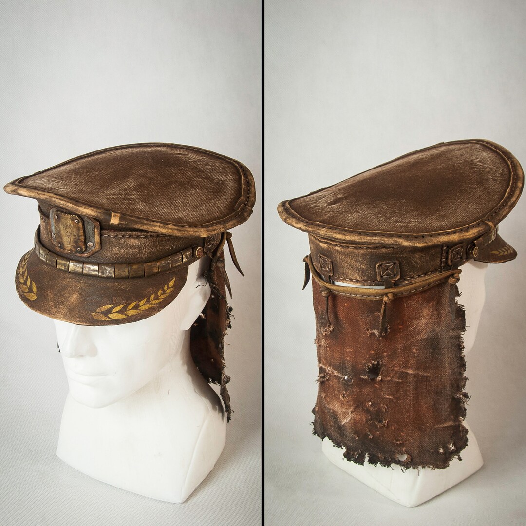 Fallout Hat Leather Cap Military Cap Cap With Neck Cover Military Style ...