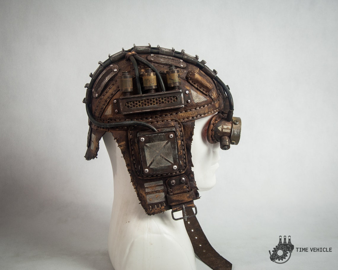 Leather Aviator Helmet With Goggles – Handmade Post-apocalyptic ...