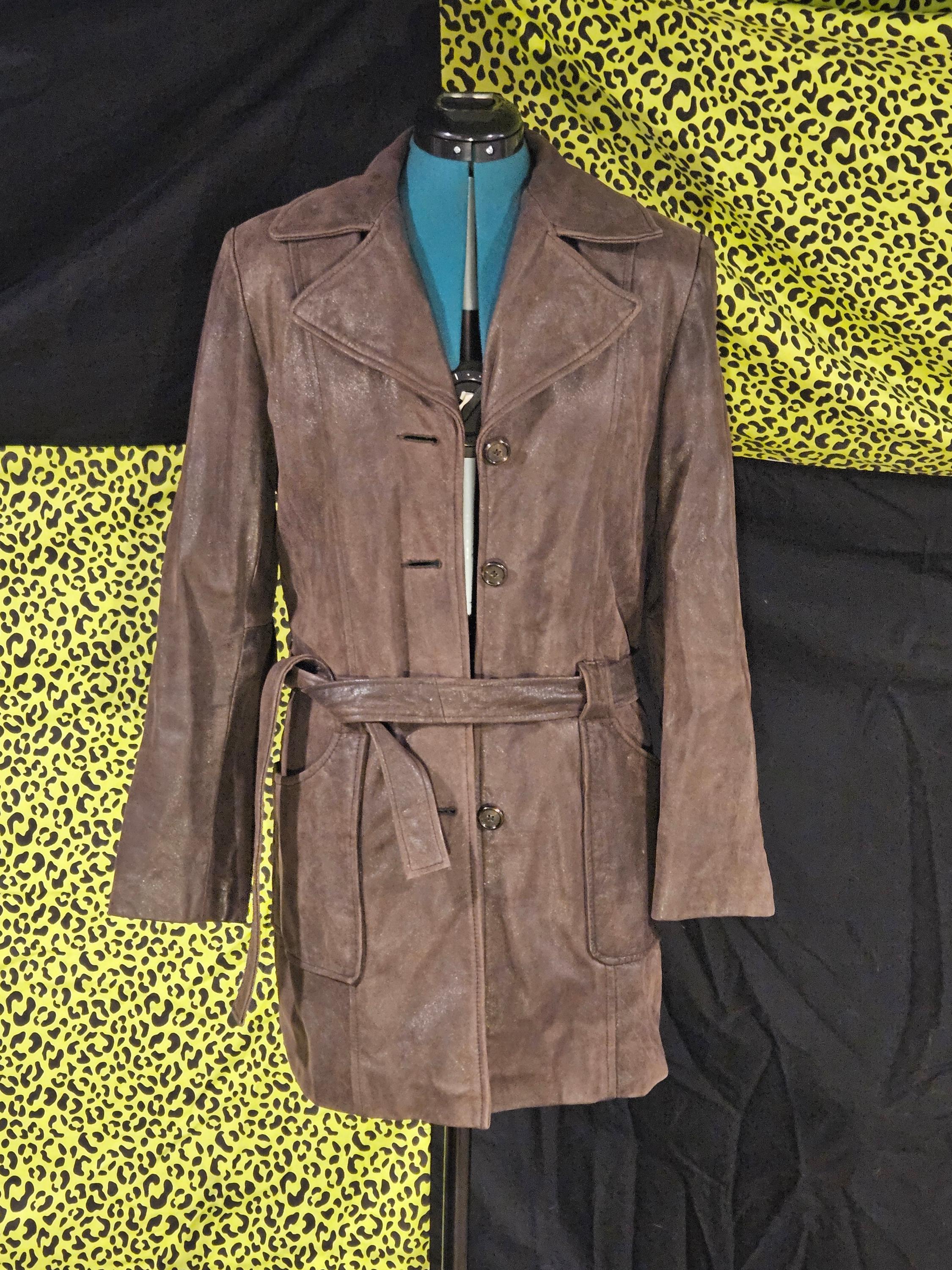 Brown Leather Belted Jacket Y2K Style Leather Jacket - Etsy
