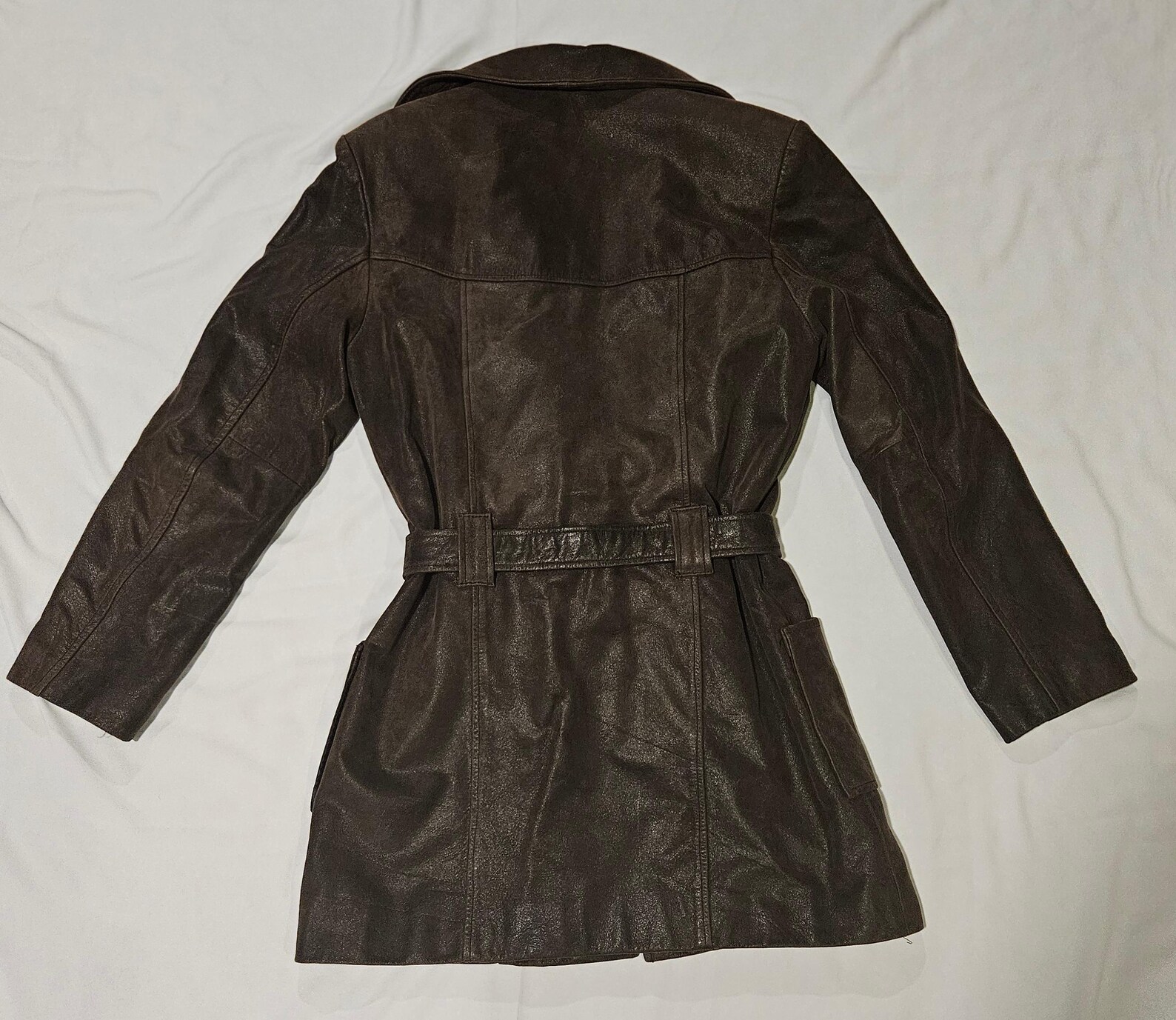 Brown Leather Belted Jacket Y2K Style Leather Jacket - Etsy