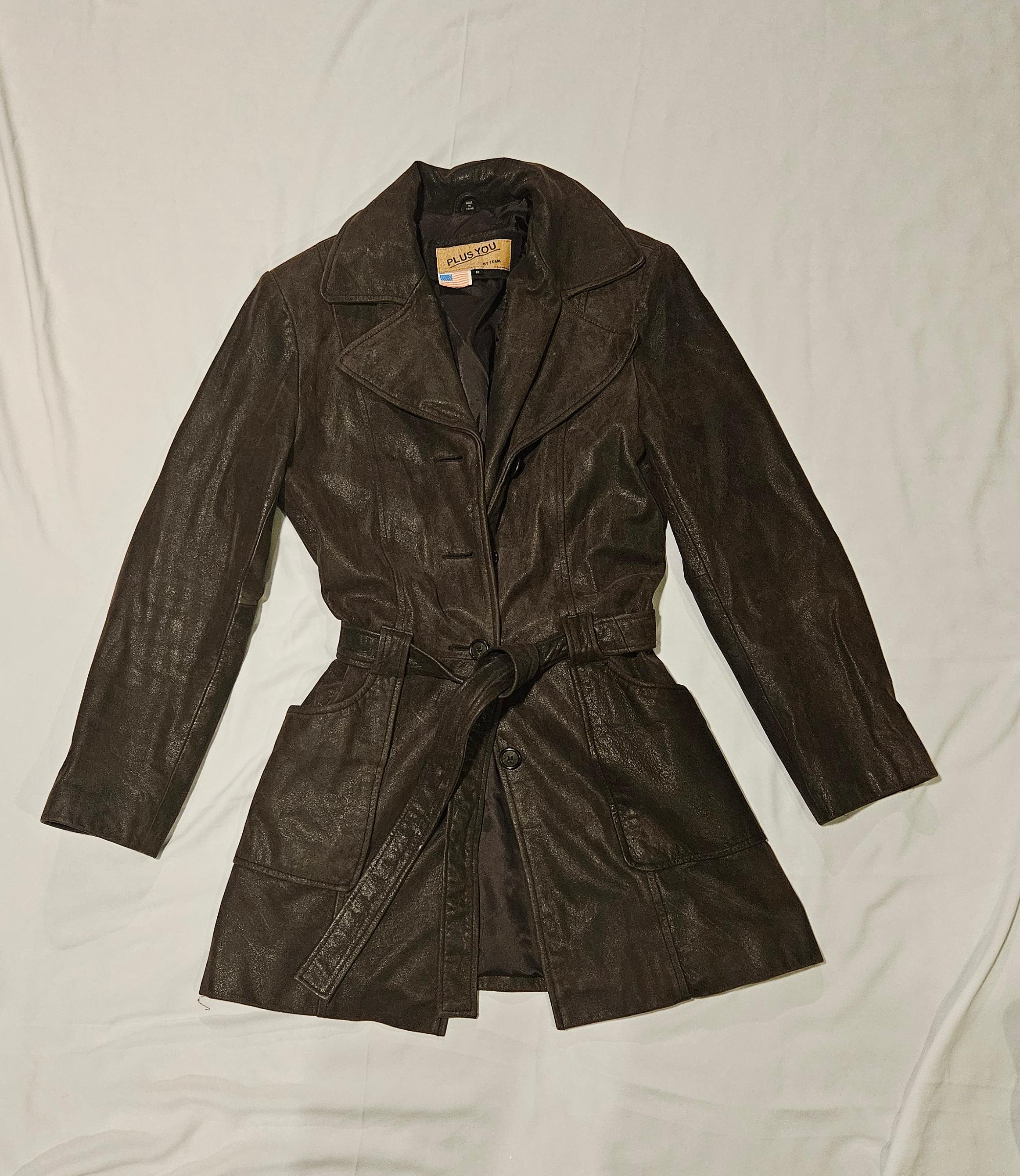 Brown Leather Belted Jacket Y2K Style Leather Jacket - Etsy