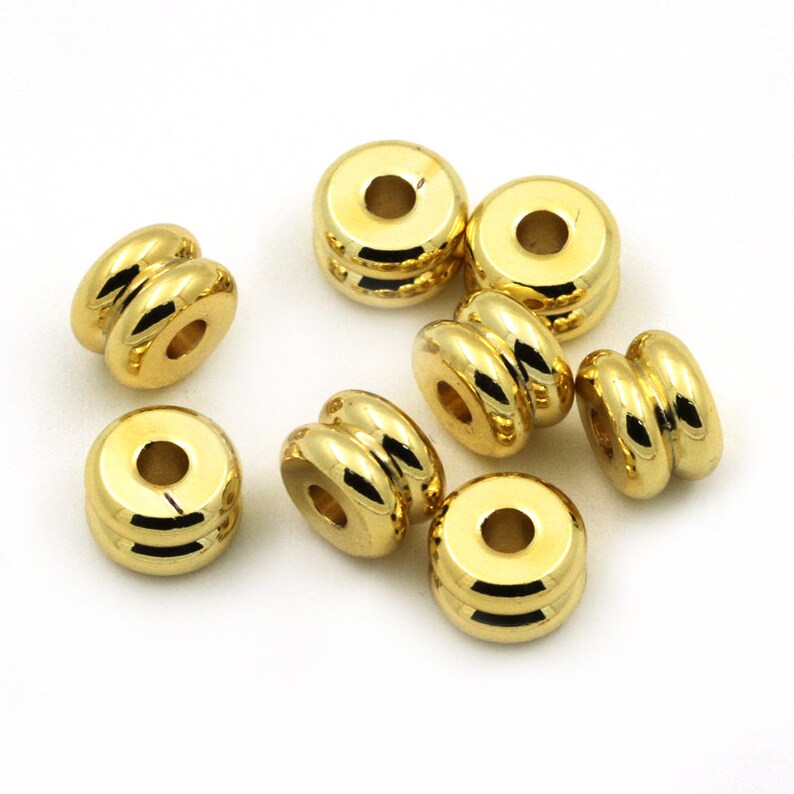 10pcs Gold Rondelle Beadsdouble Copper Beads Ethnic Metal - Etsy