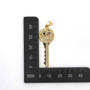 New Exquisite 18K Gold Key Charm Pendant Jewelry, Brass Embed Cubic ...
