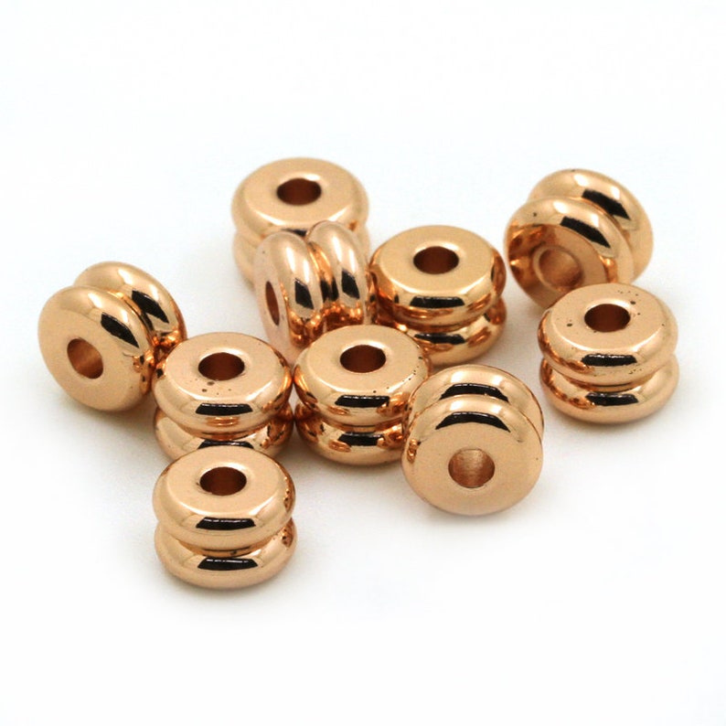 10pcs Gold Rondelle Beadsdouble Copper Beads Ethnic Metal - Etsy