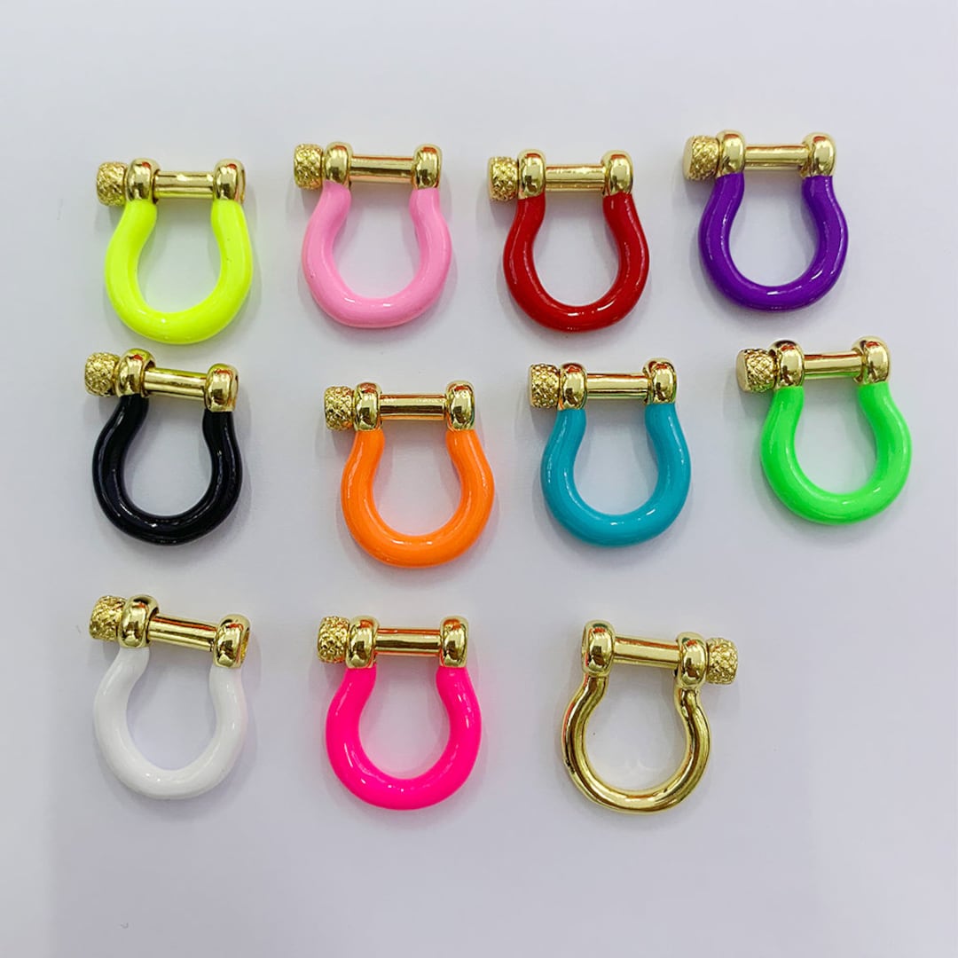 Enamelled U Shape Screw Clasp, Horseshoe Buckle Charms Jewelry ...