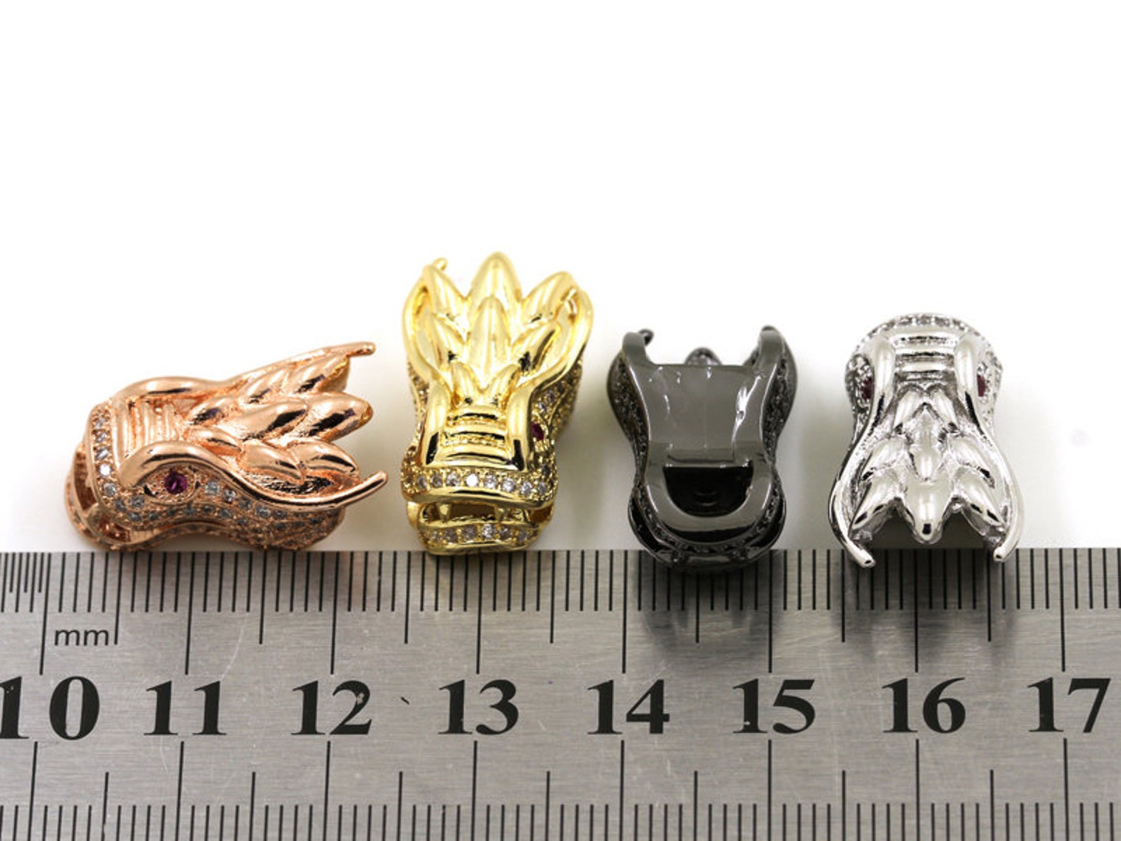 Dragon Head Bead, Micro Pave CZ, Men's Bracelet Charms (2pcs) - Etsy