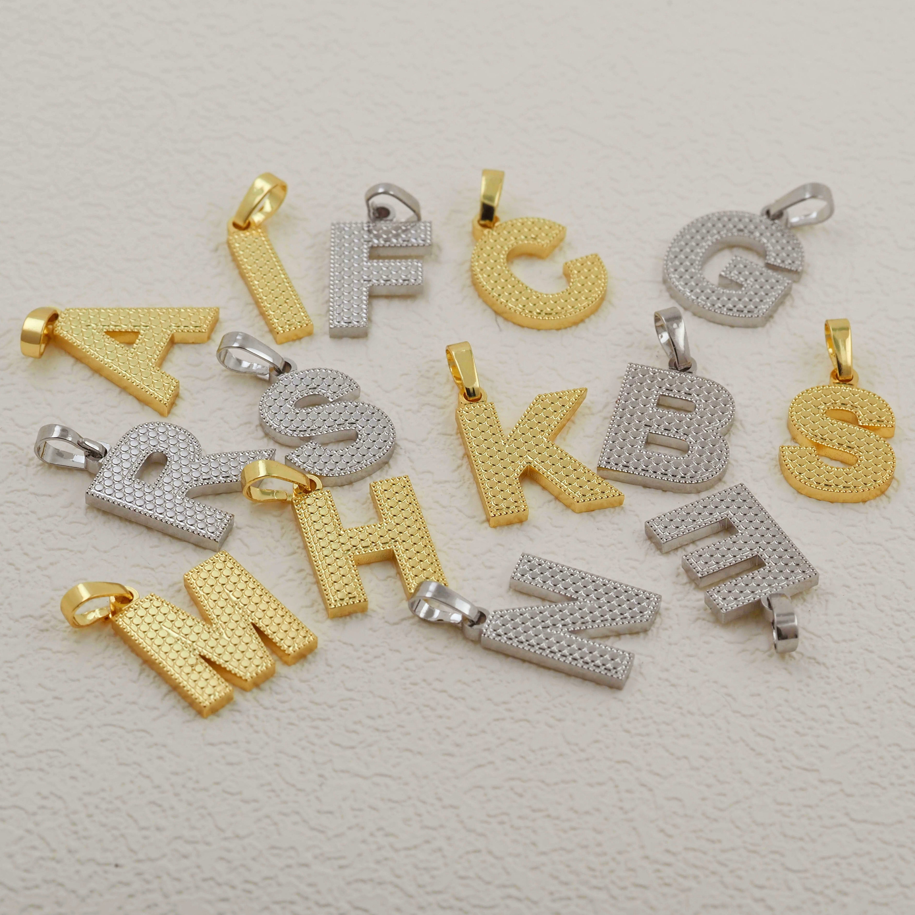 New 26 Letters Pendant Charms Jewelry Stainless Steel Gold Plated A~Z ...
