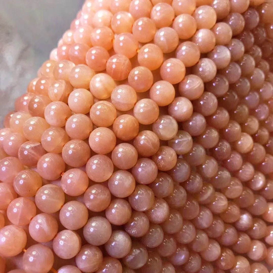 Genuine Natural Sunstone Beads 6/8/10/12MM Round Orange Sandastras Top ...