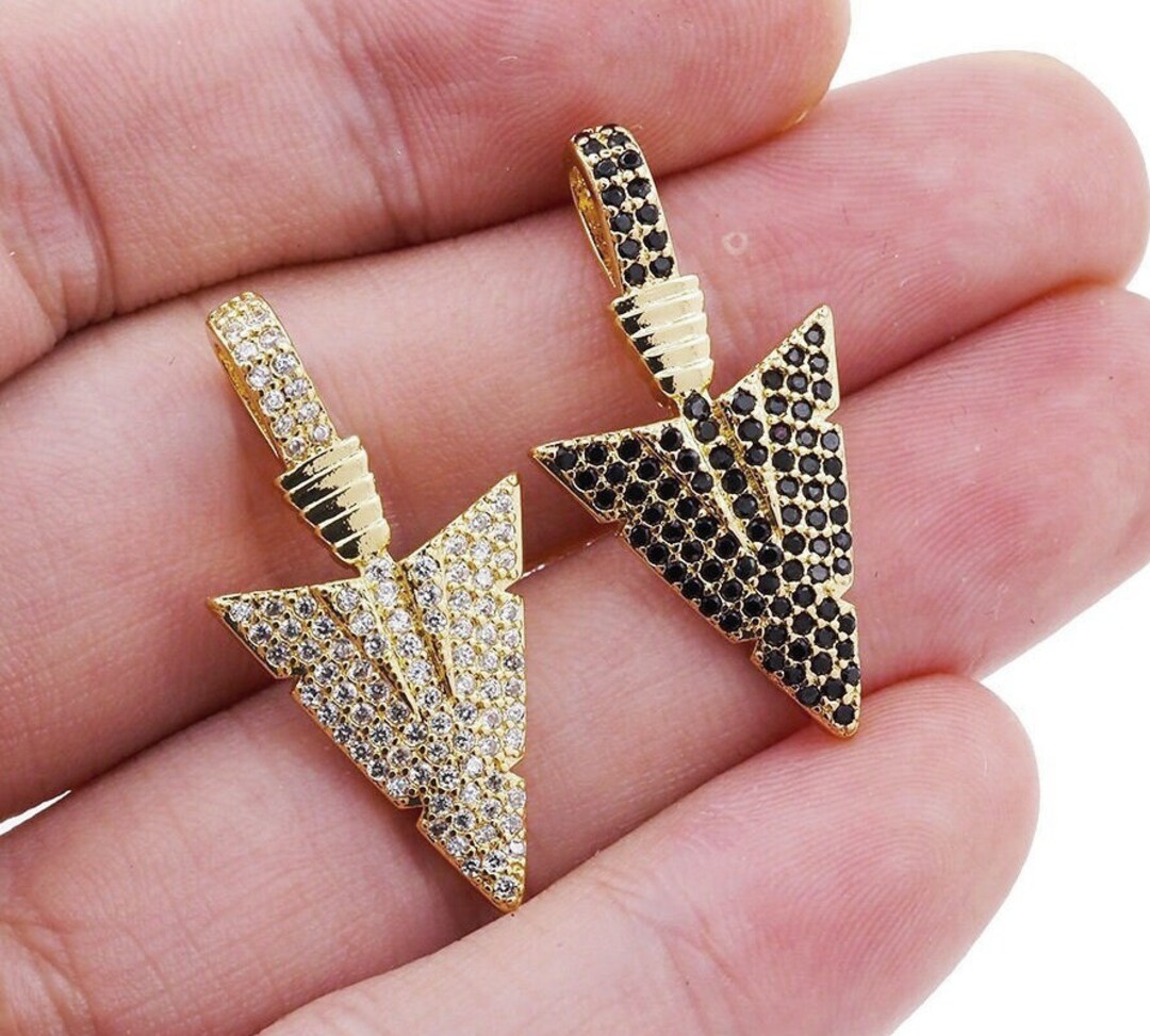 18K Gold Arrow / Triangle / Dart Pendant Accessories Copper Inlaid CZ ...