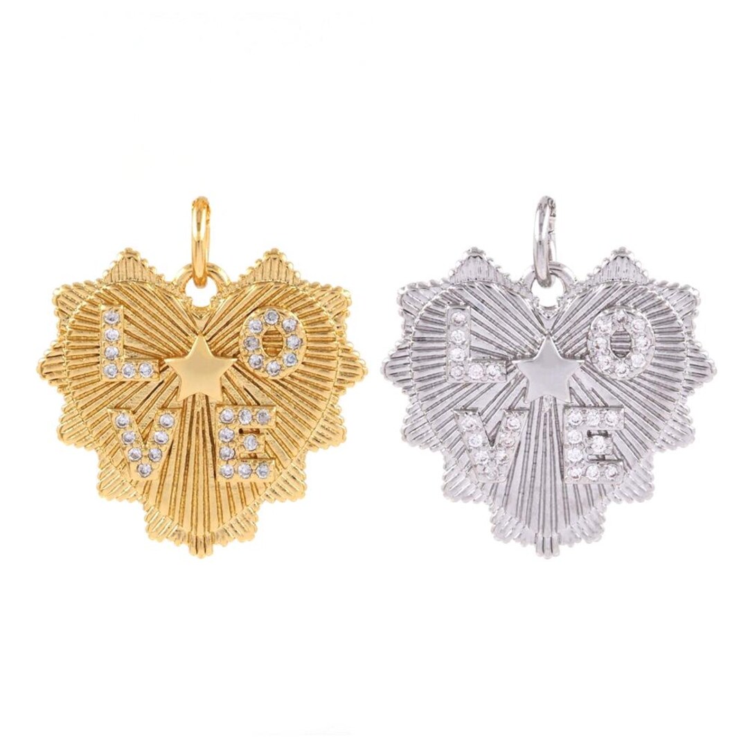 Romantic Love Heart Jewelry Pendant Accessories, Brass Plated Gold ...