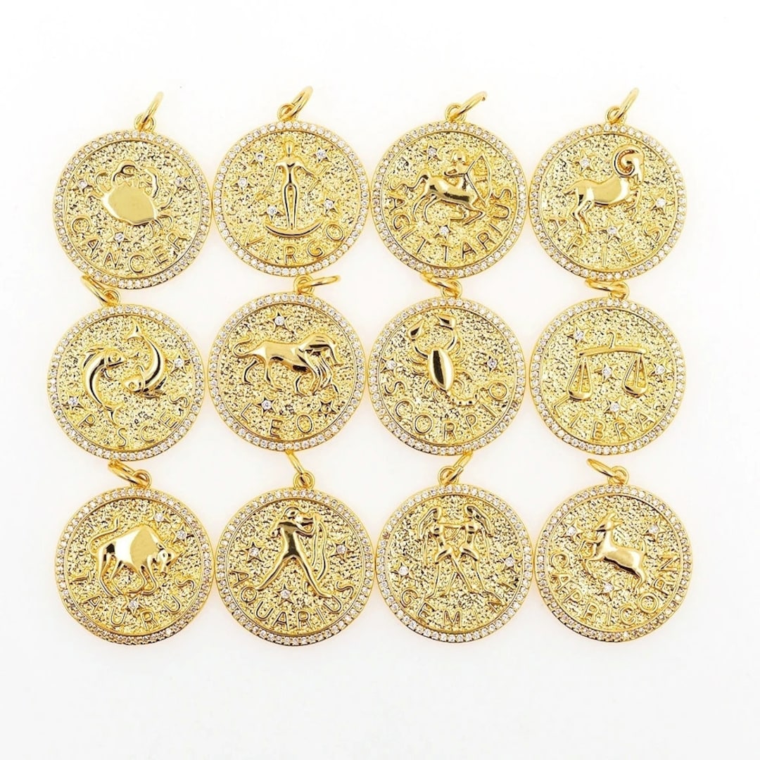 12pcs/sets Zodiac Signs Pendant Jewelry Accessories, Horoscope Pendant ...