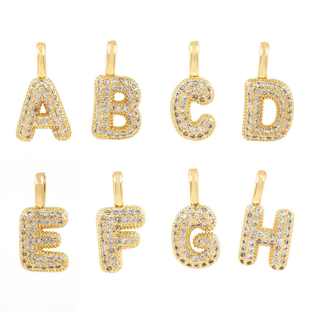 Unique A-Z Letter Pendant Jewelry Accessories Gold Plated Copper Inlaid ...