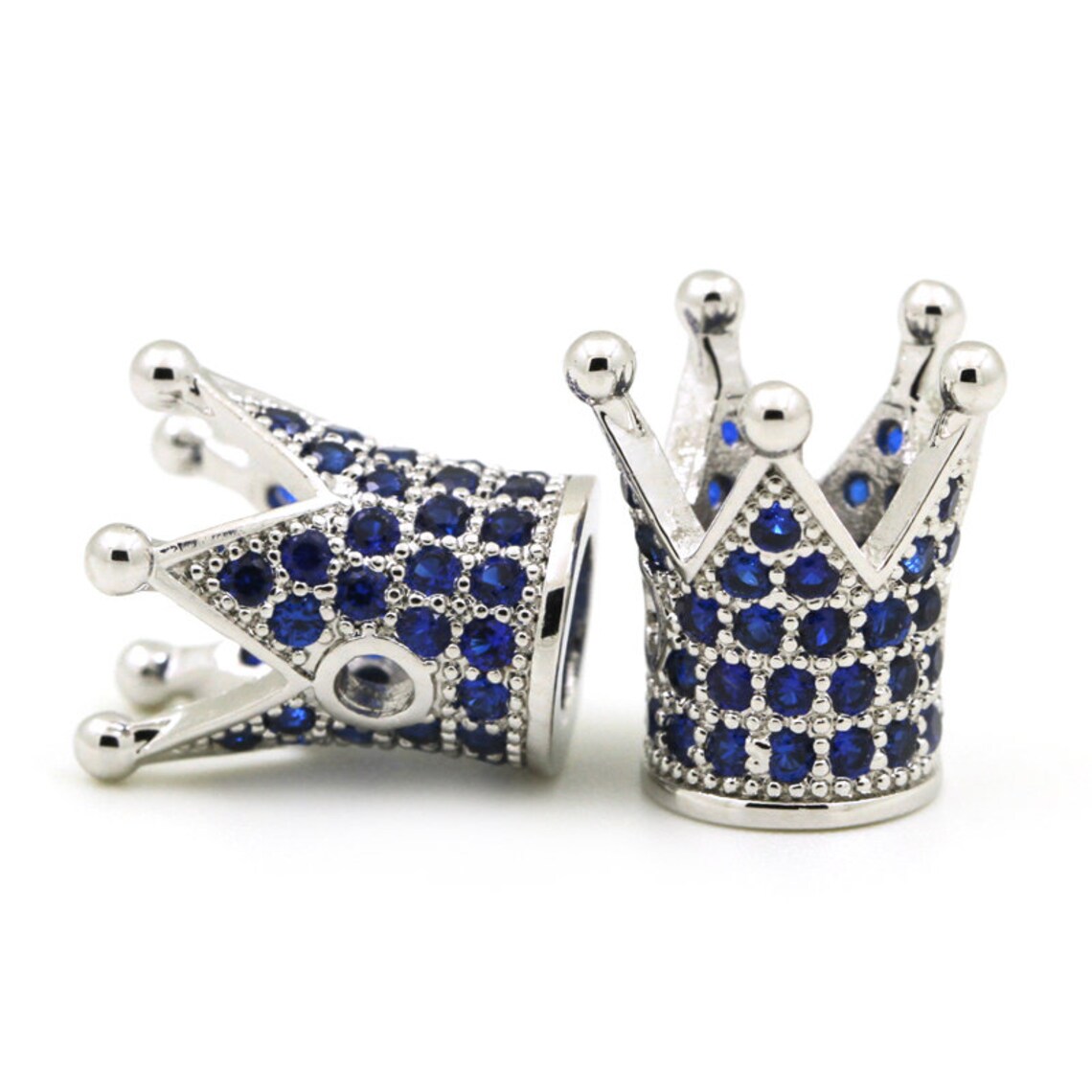2pcs King Crown Beads Cobalt Blue CZ Micro Pave Bead / Blue - Etsy