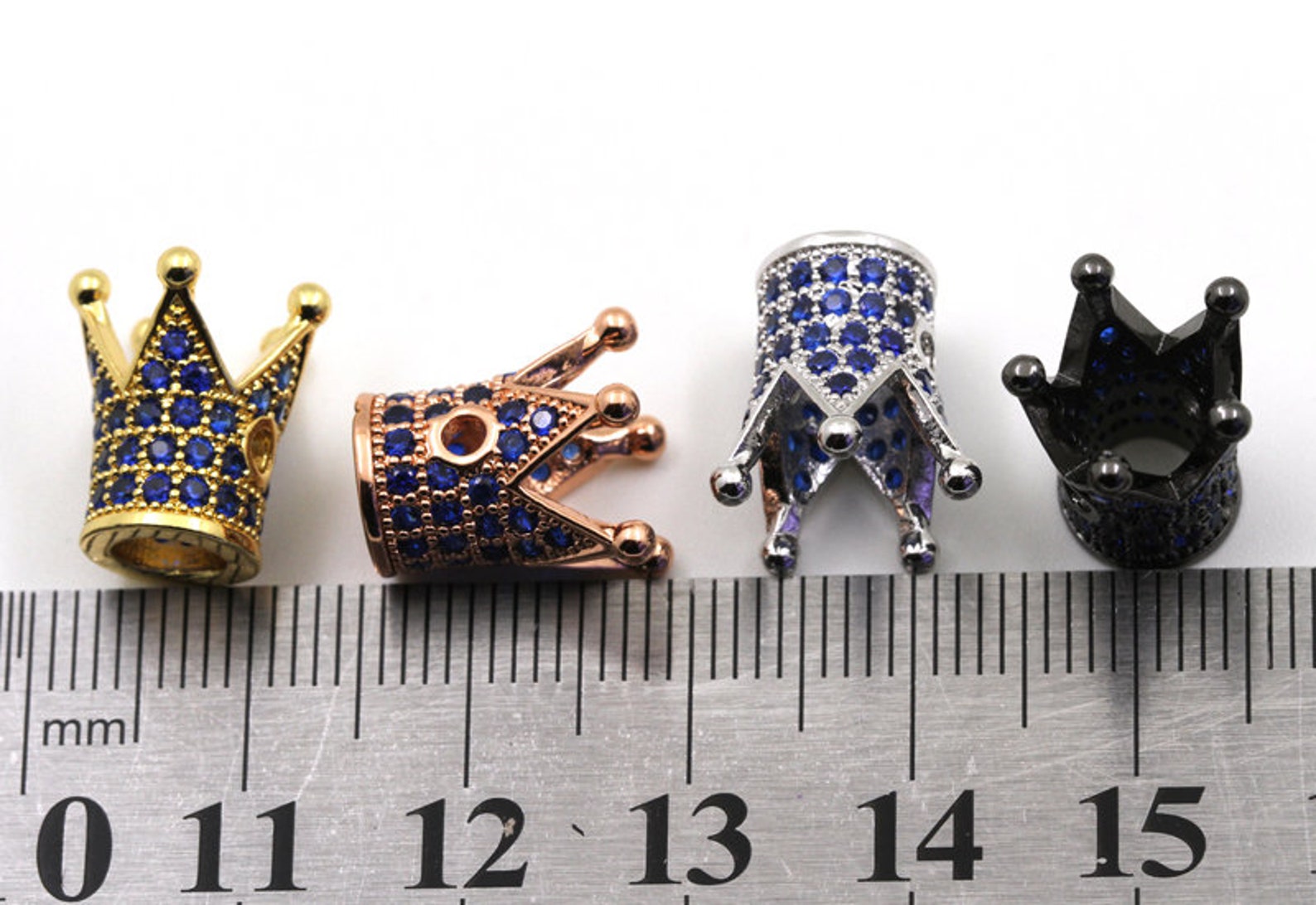 2pcs King Crown Beads Cobalt Blue CZ Micro Pave Bead / Blue - Etsy