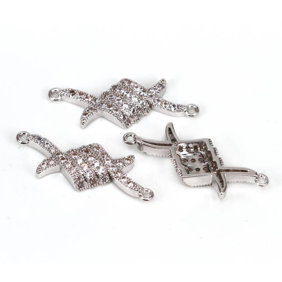 2pcs Clear CZ Handshake Connector Micro Pave Pendant cubic | Etsy