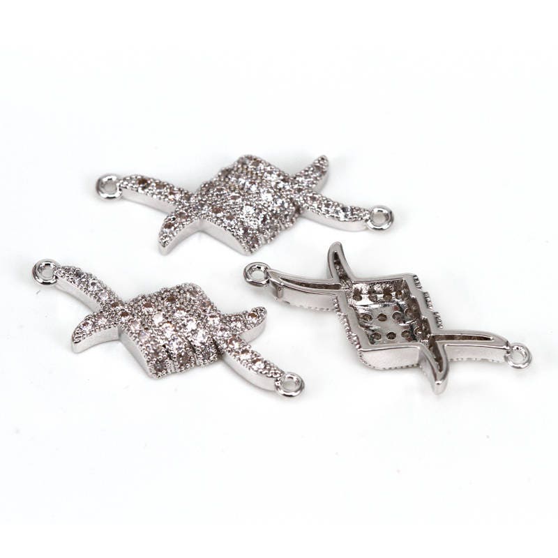 2pcs Clear CZ Handshake Connector Micro Pave Pendant cubic - Etsy