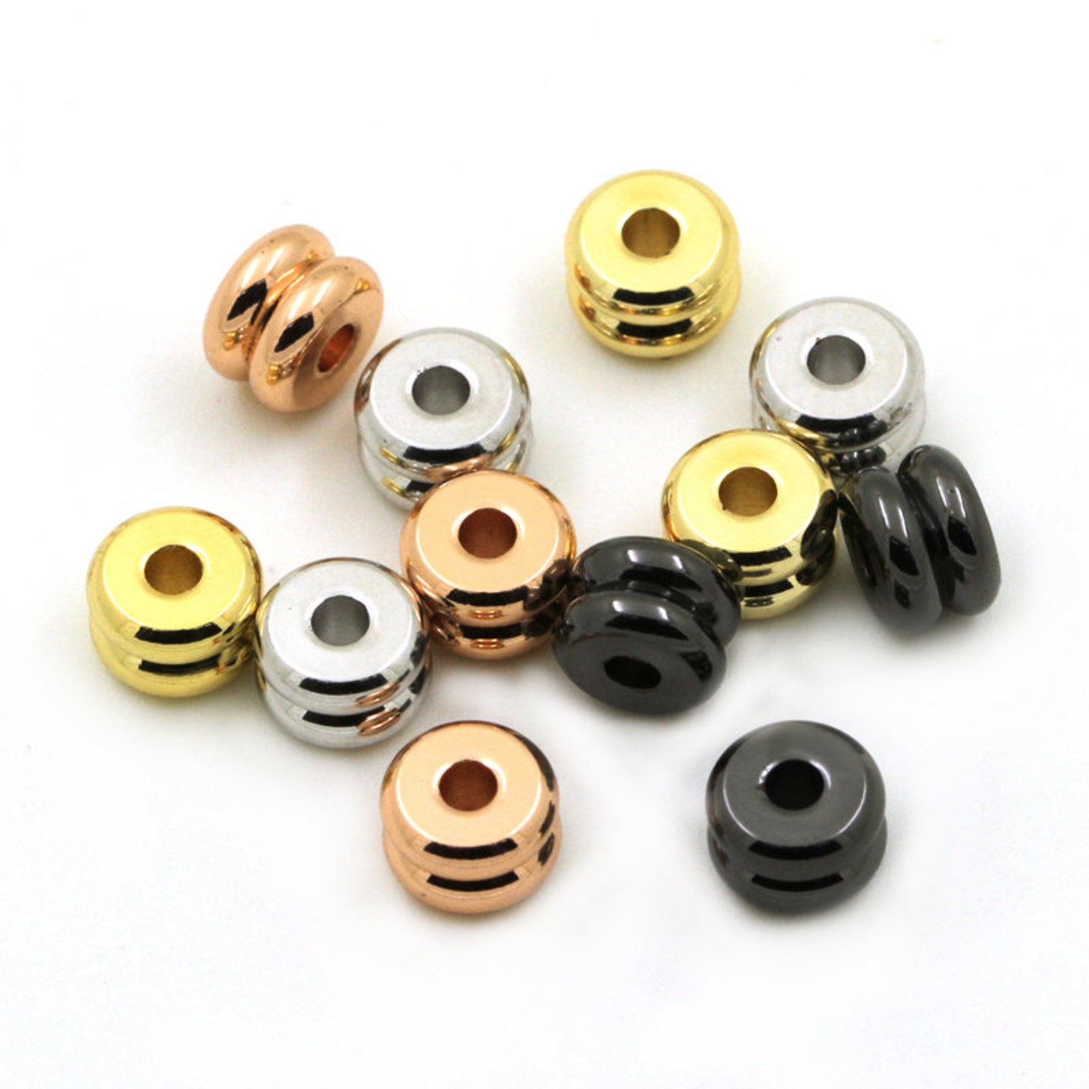 10pcs Gold Rondelle Beadsdouble Copper Beads Ethnic Metal - Etsy